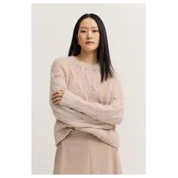 Rundhalspullover Bugatti "Grobstrick", Damen, Gr. XL, 40, beige, 36% Polyacryl, 33% Alpaka, 18% Polyamid, 12% Wolle, 1% Elasthan, Zopfmuster, normal, Rundhals, Rippbündchen, Pullover, mit Zopfmuster