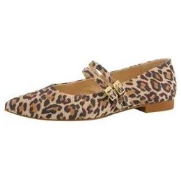 Riemchenballerina Paul Green "Paul Green Ballerinas Leder", Damen, Gr. 36, leopard, Leder, Casual, Schuhe