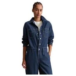 Marc O'Polo Overall MARC O'POLO DENIM "aus Rigid Denim", Damen, Gr. XL, blau (dunkelblau), Obermaterial: 100% Baumwolle; Futter: 100% Nicht verfügbar, unifarben, relaxed fit lang, Overalls