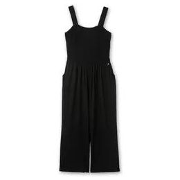 Jumpsuit sheego, Damen, Gr. 48, Normalgrößen, schwarz, 95% Viskose, 5% Elasthan, unifarben, lang, Overalls