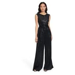 Overall Vera Mont "Vera Mont Damen Jumpsuit im Glitzer-Look", Damen, Gr. 42, schwarz (schwarz, schwarz), Jersey, Obermaterial: 86% Polyamid, 9% Polyester metallisiert, 5% Elasthan. Futter: 100% Polyester., Elegant, figurbetont, Rundhals, Overalls