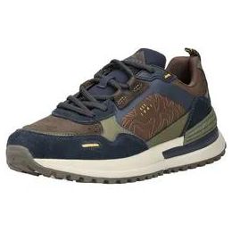 Sneaker JEEP "JEEP Sneaker Lederimitat/Textil", Herren, Gr. 44, blau (blau, braun), Lederimitat, Textil, casual, Schuhe