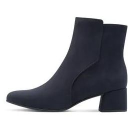 Stiefelette Marco Tozzi, Damen, Gr. 40, blau (dunkelblau), Textil, Veloursleder, klassisch, Schuhe, Blockabsatz, Businessschuh, Ankleboots mit Ziernähen