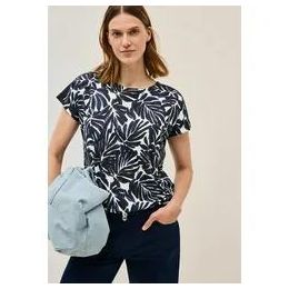 Print-Shirt Cecil, Damen, Gr. L (42), blau (urban dunkelblau), Jersey, Obermaterial: 50% Baumwolle, 50% Modal, bedruckt, Casual, normal hüftbedeckend, Rundhals, Shirts, mit Details in Ausbrenner-Optik