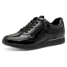 Sneaker Tamaris, Damen, Gr. 35, schwarz, Lacklederimitat, unifarben, glänzend, sportlich, Schuhe, Freizeitschuh, Halbschuh, Schnürschuh mit Außrenreißverschluss