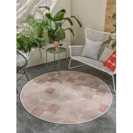 benuta Nest Bronco Terracotta ø 160 cm rund - Moderner Kurzflor-Teppich für Wohnzimmer
