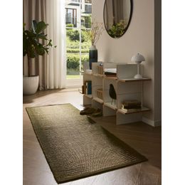 benuta Pure Juteläufer Tulsi Grün 70x200 cm - Vintage-Stil Teppich im Used-Look