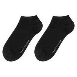 Sneakersocken Tommy Hilfiger "TH WOMEN SNEAKER 2P", Damen, Gr. 35-38, schwarz, Baumwollmischung, Socken, Verstärkte Ferse und Spitze für zusätzliche Strapazierfähigkeit