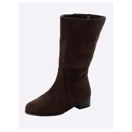 Weitschaftstiefel sheego, Damen, Gr. 44, beige (taupe), Lederimitat, Schuhe