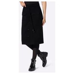 Strickrock Heine, Damen, Gr. 44, schwarz, 50% Viskose, 28% Polyester, 22% Polyamid, unifarben, wadenlang, Röcke
