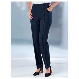 Dehnbund-Hose Classic Basics, Damen, Gr. 38, Normalgrößen, blau (marine), 100% Polyester, unifarben, lang, Hosen