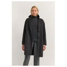 Kurzmantel Bugatti "Loose Fit", Damen, Gr. 46, 280, dunkelgrau, 60% Polyester, 30% Wolle, 10% sonstige Faser, unifarben, casual, loose fit, Langarm normaler Saum, Mäntel, mit Knopfleiste und aus weichem Woll-Mix