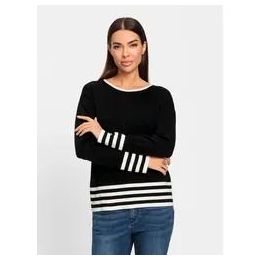 Strickpullover Heine "Pullover", Damen, Gr. 34, schwarz, 70% Viskose, 30% Polyamid, gemustert, gestreift, unifarben, Pullover