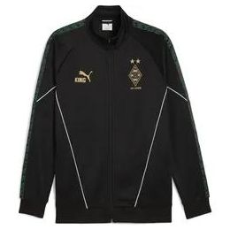 Sweatjacke Puma "Borussia Mönchengladbach KING Anthem Jacke Herren", Herren, Gr. S, schwarz (schwarz gold), Obermaterial: 37% Baumwolle, 63% Polyester; Taschenfutter: 100% Polyester; Rippe: 7% Elasthan, 93% Polyester; Besatz: 100% Polyester, Sweatjacken