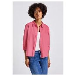 Hemdbluse Street One, Damen, Gr. 42, almond coral, Web, Obermaterial: 100% Baumwolle, unifarben, casual, regular fit normal, 3/4-Ärmel Bündchen, Blusen, mit Bündchen
