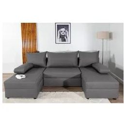Wohnlandschaft Collection AB "Pico U-Form", grau (hellgrau), B:220cm H:39cm T:158cm, 100%Polyester, Sofas, Wohnlandschaft,2 X Ottomane,Polyätherschaum Polsterung