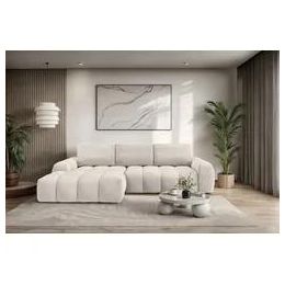 Ecksofa Inosign "AZITA klein optionale Schlafsofa mit Bettkasten, B/T/H: 270/166,5/84cm", beige, B:270cm H:84cm T:166,5cm, 100% Polyester, Sofas, L-Form mit Wellenunterfederung, Bubble-Optik, Topseller