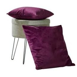 Weckbrodt-Gardinen Dekokissen WECKBRODT "Valentin" Gr. 2, lila (aubergine, unifarben), B:50 L:50, Polyester, Dekokissen_Sitzkissen_Kissenhüllen, Samt-Optik, Velour, Unifarben, Kissenhülle ohne Füllung