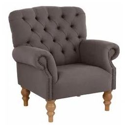 Sessel Home Affaire "Lord", braun, B:86cm H:93cm T:84cm, Luxus-Microfaser Lederoptik (100% Polyester);Struktur fein (100% Polyester), Sessel, mit echter Chesterfield-Knopfheftung und Ziernägeln