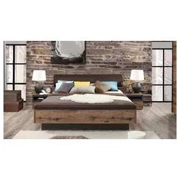 Bett FORTE "Jacky, Belastbarkeit 250 KG, Stauraum", braun (schlammeichefarben, schwarzeichefarben, braun), B:220cm L:242cm, Betten, Bettgestell, mit Polsterkopfteil