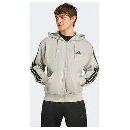Sweatshirt Adidas SPORTSWEAR "M 3S FL FZ HD", Herren, Gr. M, metallicl grau, schwarz, Obermaterial: 55% Baumwolle, 36% Polyester, 9% Viskose, normal, ohne Ausschnitt, Sweatshirts