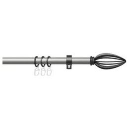 Gardinenstange Liedeco "Lan Cast" Gr. 3, grau (silberfarben, anthrazit), L:200cm Ø:20mm, Metall, Gardinenstangen