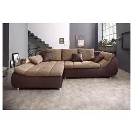 Ecksofa Inosign "Imola, bequem, aktuelle Steppung im Sitz, L-Form, Breite 270cm", braun (mokka, cappuccino), B:270cm H:90cm T:170cm, Microfaser PRIMABELLE (100% Polyester) / Struktur (82% Polyester, 9% Viscose, 7% Baumwolle, 2% Nylon);Kunstleder SOFTLUX / Struktur (82% Polyester, 9% Viscose, 7% Baumwolle, 2% Nylon), Sofas, wahlweise mit Bettfunktion, Topseller