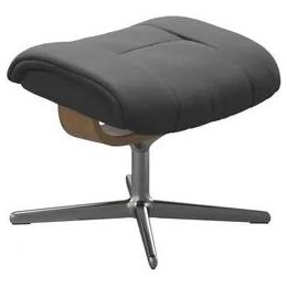 Fußhocker stressless "Mayfair", grau (grau batick), B:55 H:41 T:39, Leder BATICK: BATICK ist ein leicht korrigiertes, durchgefärbtes und genarbtes Möbelleder, bei dem die meisten Unebenheiten und Spuren in der Regel entfernt wurden., Hocker, mit Cross Base, Größe S, M & L, Holzakzent Eiche