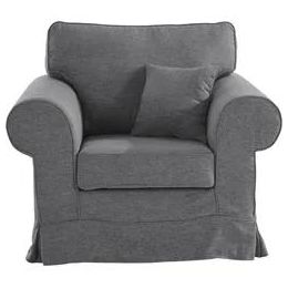 Sessel Home Affaire "Shadmoor", grau (dunkel grau), B:102cm H:102cm T:92cm, 100% Polyester, Sessel, Hussenoptik, in uni oder mit Blumendruck, passend zur Shadmoor-Serie