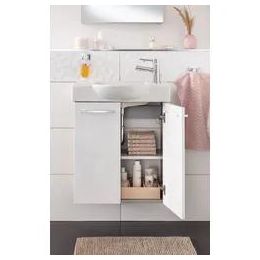 Waschbeckenunterschrank Fackelmann "SBC", weiß (nature, oak, weiß), B:52cm H:60cm T:24,3cm, Schränke, Badmöbel für Gäste-WC, Breite ca. 55 cm