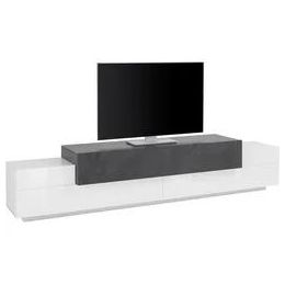 Lowboard Inosign "Coro,Lowboard,TV-Kommode,TV-Möbel,TV-Bank", schwarz-weiß (weiß hochglanz, schieferfarben), B:240cm H:51,6cm T:45cm, FSC-zertifizierter Holzwerkstoff, Sideboards, mit 3 Klappen, (B/T/H) 240x45x51,6 cm