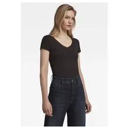 G-Star Raw V-Shirt G-STAR "Base v t wmn cap sl", Damen, Gr. M, schwarz, Jersey, Obermaterial: 95% Baumwolle, 5% Elasthan, unifarben, slim fit hüftlang, V-Ausschnitt, Shirts, mit kleinem Logodruck vorne