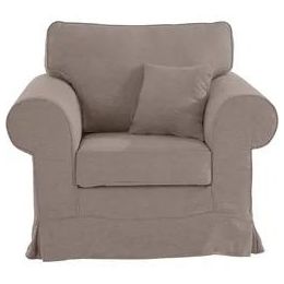 Sessel Home Affaire "Shadmoor", braun, B:102cm H:102cm T:92cm, 100% Polyester, Sessel, Hussenoptik, in uni oder mit Blumendruck, passend zur Shadmoor-Serie