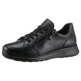 Sneaker Ara "OSAKA", Damen, Gr. 8,5 (42,5), schwarz, Glattleder, unifarben, sportlich, Schuhe Sneaker, Freizeitschuh, Halbschuh, Schnürschuh in Komfortweite H = sehr weit