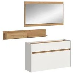 Garderoben-Set Inosign "EVRID, 3-teilig, Breite 140 cm, individuell hängbar & erweiterbar", weiß nb, artisan oak nb, B:172cm H:197cm T:32cm, Spanplatte, Kastenmöbel-Sets, Garderobenkombination, Garderobe, Wandgarderobe, Flur, Diele