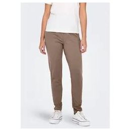 Jogger Pants Only "ONLPOPTRASH LIFE EASY COL PANT PNT NOOS", Damen, Gr. M38, Länge 32, beige (fossil), Milano Rib, Obermaterial: 63% Viskose, 32% Nylon, 5% Elasthan, unifarben, Modisch, regular fit lang, Hosen, mit elastischem Bund und Kordelzug