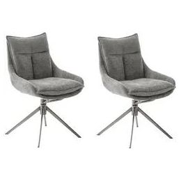 Esszimmerstuhl MCA furniture "PARKER", grau (anthrazit, edelstahl), B:57cm H:85cm T:65cm, Polyester, Stühle, (2er-Set), drehbar 360, Dreh- & Schwingfunktion, Belastbarkeit 120 kg