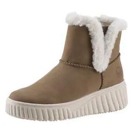 Winterboots Rieker, Damen, Gr. 43, weiß (braun, sanftes weiß), Velourslederimitat, Textil, sportlich, Schuhe, Schlupfboots, Stiefelette mit beidseitigen Stretcheinsätzen