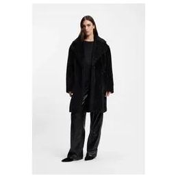 Kurzmantel BOSS ORANGE "Catedy Premium Damenmode", Damen, Gr. 44, schwarz (schwarz 001), Plüsch, Obermaterial: 100% Polyester, unifarben, casual, relaxed fit knieumspielend, Langarm, Mäntel, aus softem Teddy, Relaxed Fit