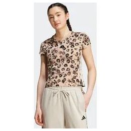 T-Shirt Adidas SPORTSWEAR "W AOP TEE", Damen, Gr. S, multicolor, warm sandstone, Obermaterial: 93% Baumwolle, 7% Elasthan, Rundhals, Shirts