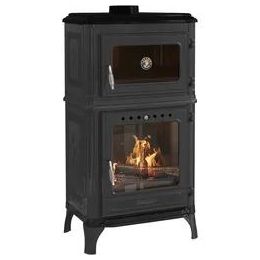 Gussofen "Heathus »Castor 81« mit Backofen & Temperaturanzeige", schwarz, Kaminöfen, Eleganter Gußofen mit emailiertem Backfach, Topseller
