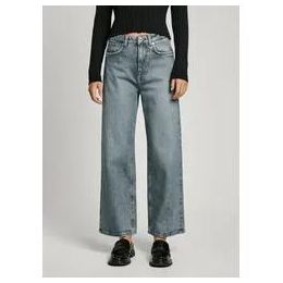 Gerade Jeans Pepe Jeans "STRAIGHT JEANS UHW", Damen, Gr. 28, Länge 30, grau (grau wiser wash), Denim/Jeans, Obermaterial: 99% Baumwolle, 1% Elasthan, casual, straight fit knöchellang, Jeans, mit hohem Bund