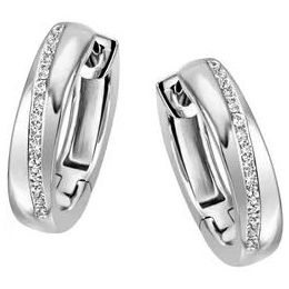 Paar Creolen Firetti "Schmuck Geschenk Silber 925 Ohrschmuck glitzernd", silber (silberfarben, kristallweiß, kristallweiß), Ohrringe, Damen, Silber 925 (Sterlingsilber), mit Zirkonia (synth.)
