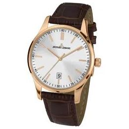 Quarzuhr Jacques Lemans "London", rosa (braun), Armbanduhren, Herren, Armbanduhr, Herrenuhr, Datum, Lederarmband