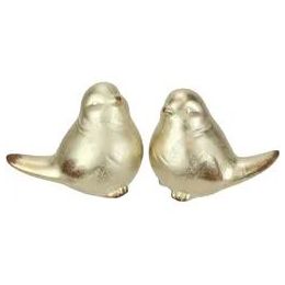 Dekofigur I.GE.A. "Vogel aus Keramik", gold, B:14cm H:12cm, Keramik, Dekofiguren, 2er Set Ornament Statue Tierfigur Skulptur Dekovogel Vogelfigur