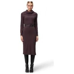 Strickkleid Zero "Damen Strickkleid mit Gürtel", Damen, Gr. 44, Normalgrößen, chocolate plum, Strick, Obermaterial: 55% Viskose, 28% Polyamid, 17% Polyester. Ärmelfutter: ohne Futter., unifarben, figurbetont lang, eng, Kleider, Gürtel