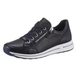 Sneaker Ara "OSAKA", Damen, Gr. 8,5 (42,5), blau, Glattleder, unifarben, sportlich, Schuhe, mit Reißverschluss, H-Weite, Freizeitschuh, Halbschuh, Schnürschuh, Topseller