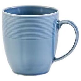 Becher Van Well "Kaffeebecher Jive, 400 ml, 6 Stück", blau, B:12,5cm H:10cm Ø:9cm, Porzellan, Trinkgefäße, dezentes Spiraldekor, spülmaschinen-und mikrowellengeeignet