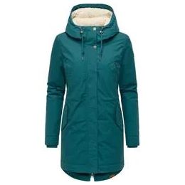 Kurzmantel Ragwear "Cannas YOUMODO", Damen, Gr. XXL (44), blau (ocean), Obermaterial: 65% Polyester, 35% Baumwolle, Innenfutter: 100% Polyester, Wattierung: 100% Polyester, casual, gerade ca. Mitte Oberschenkel, hoch geschlossener Ausschnitt, Langarm Ärmel ohne Ärmelschlitz Rippbündchen mit Druckknopf,verstellbar, Mäntel, Kurzer Damen Mantel mit verstellbarer Kapuze