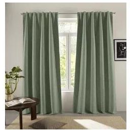 Verdunkelungsvorhang "Marusha" Gr. 3, grün (dunkelgrün), B:135 H:225, Polyester, Polyester, LeGer Home by Lena Gercke, Gardinen, Verdunkelnder Vorhang, blickdicht, Leinenoptik, verschiede Größen